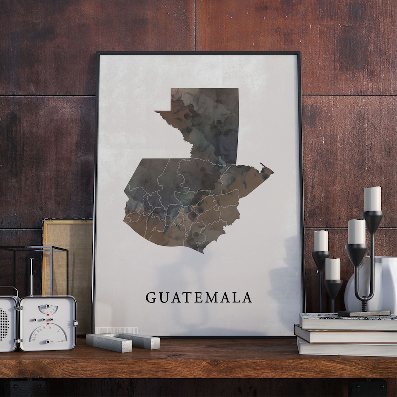 Guatemala Vintage Style Map Print Guatemala Map Poster Gift | Etsy