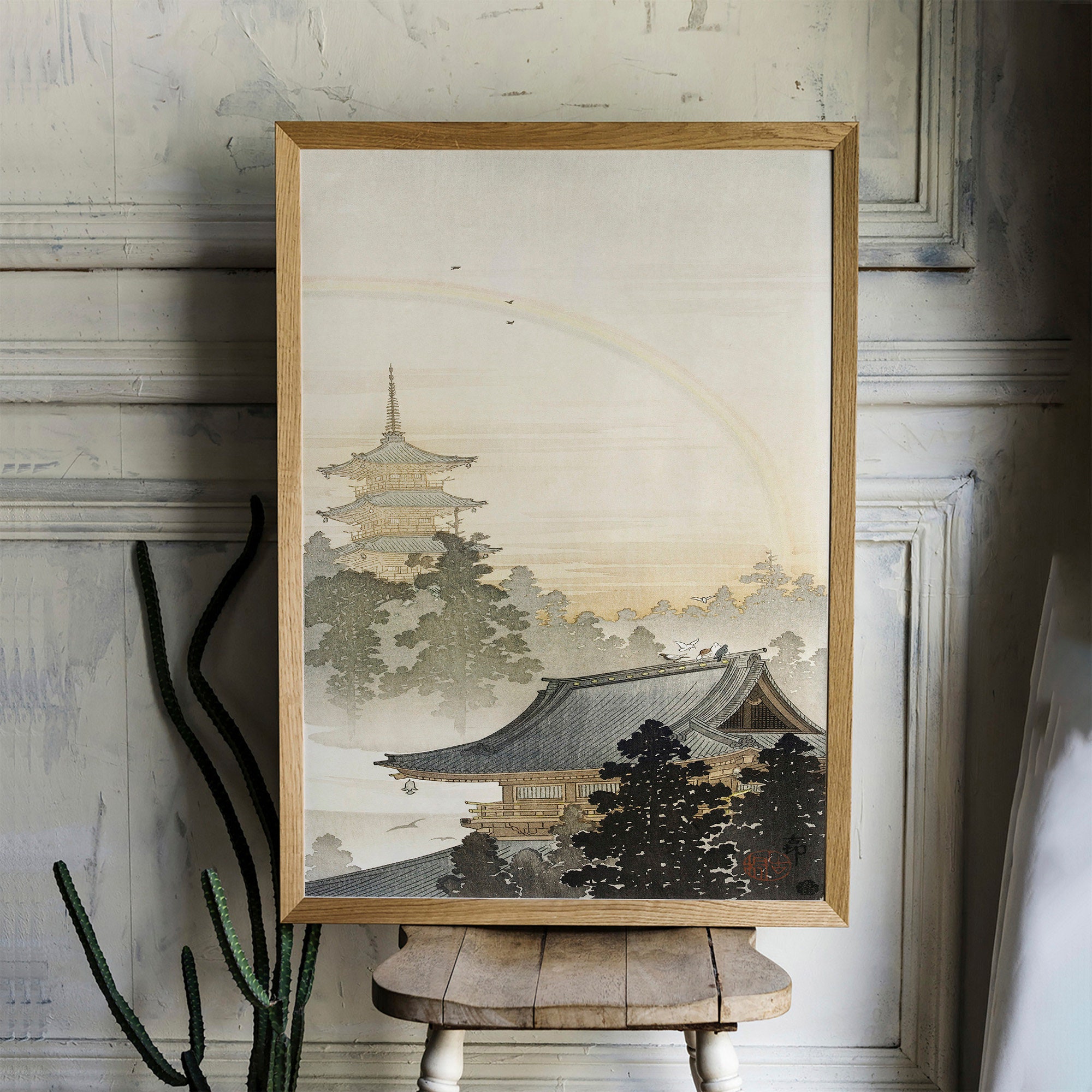 Pagoda Print Antique Space Painting Vintage Drawing Poster - Etsy