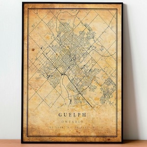 Guelph Ontario Vintage Map Art Print: Rustic Home Decor - Etsy