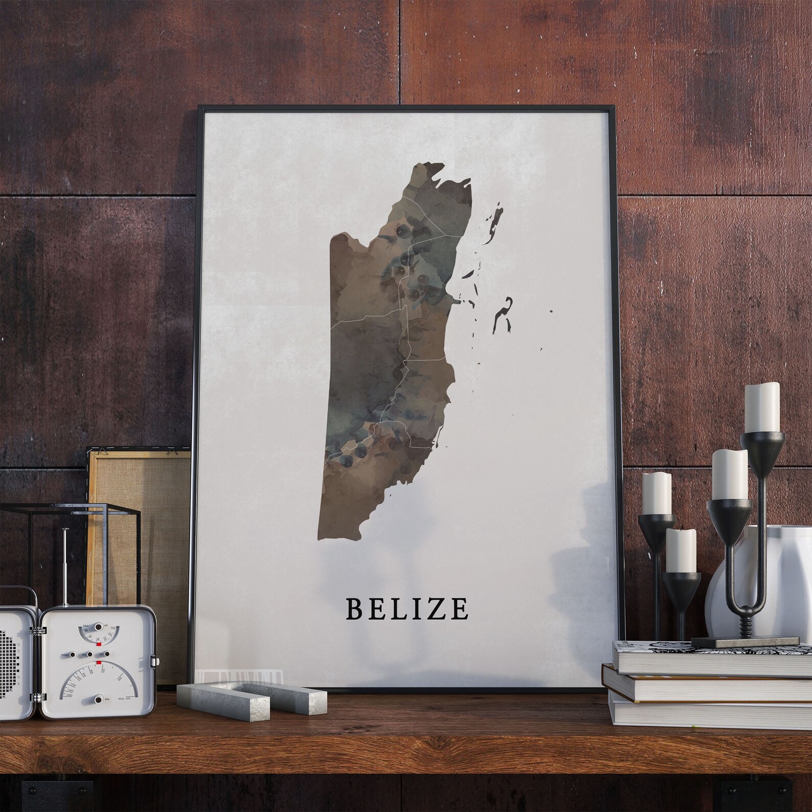 Belize Vintage Style Map Print Belize Map Poster Central - Etsy