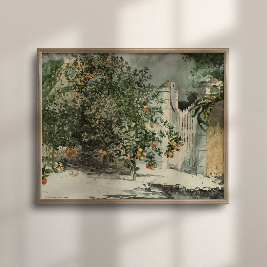 Vintage Orange Tree Watercolor Painting: Spanish Kitchen Wall Art - Etsy