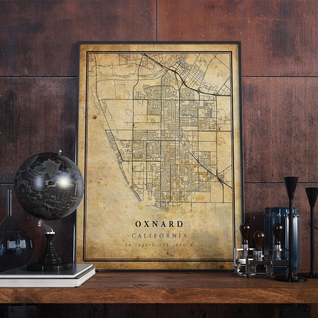 Oxnard Vintage Map Poster Wall Art | City Artwork Print | Antique ...