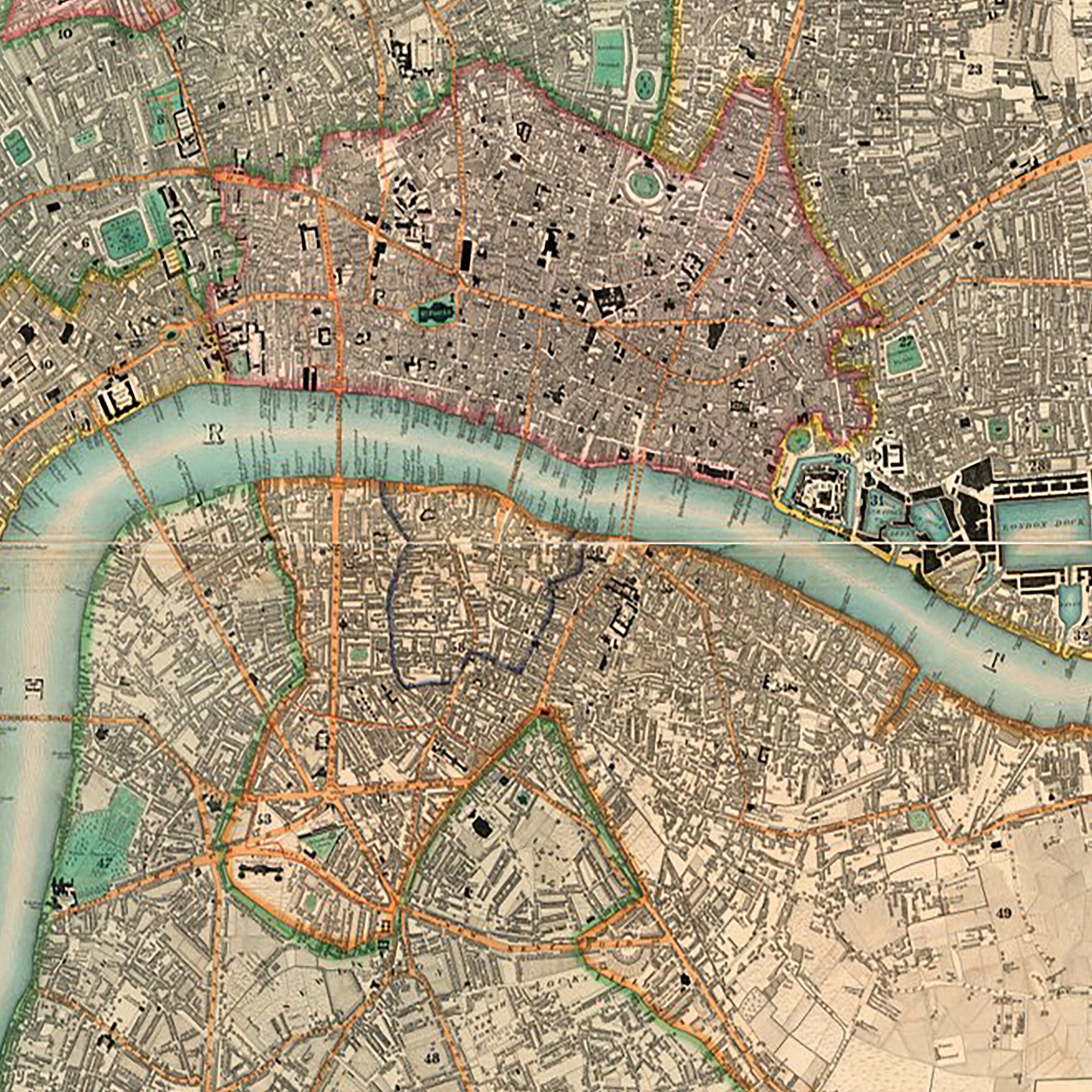 Victorian Old London Map 1830, England, AM35 - Etsy