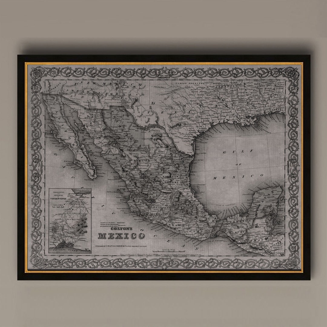 Vintage Mexico Map Print: 19th Century Antique Wall Art - Etsy