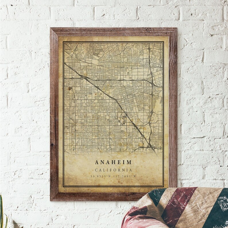 Anaheim Vintage Map Poster Wall Art City Artwork Print - Etsy