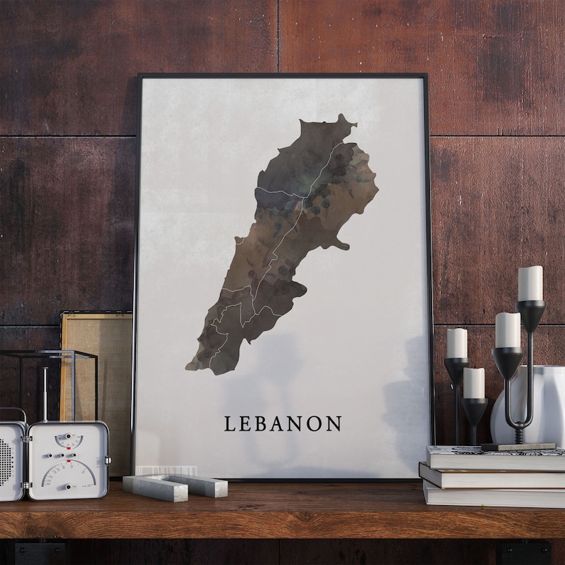Lebanon Vintage Style Map Print Lebanon Map Poster Gift | Etsy