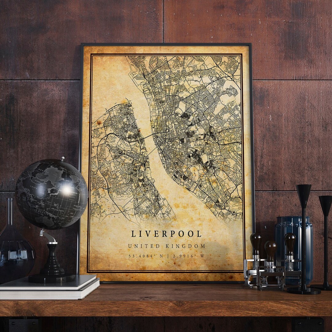 Liverpool Vintage Map Poster Wall Art | City Artwork Print | Antique ...