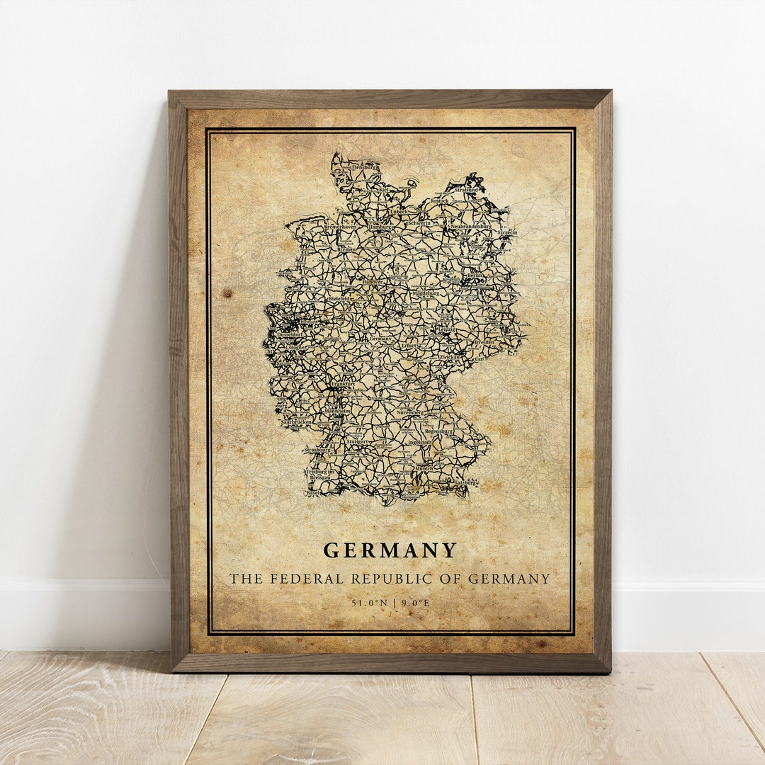 Vintage Germany Map Print: Country Road Wall Art - Etsy