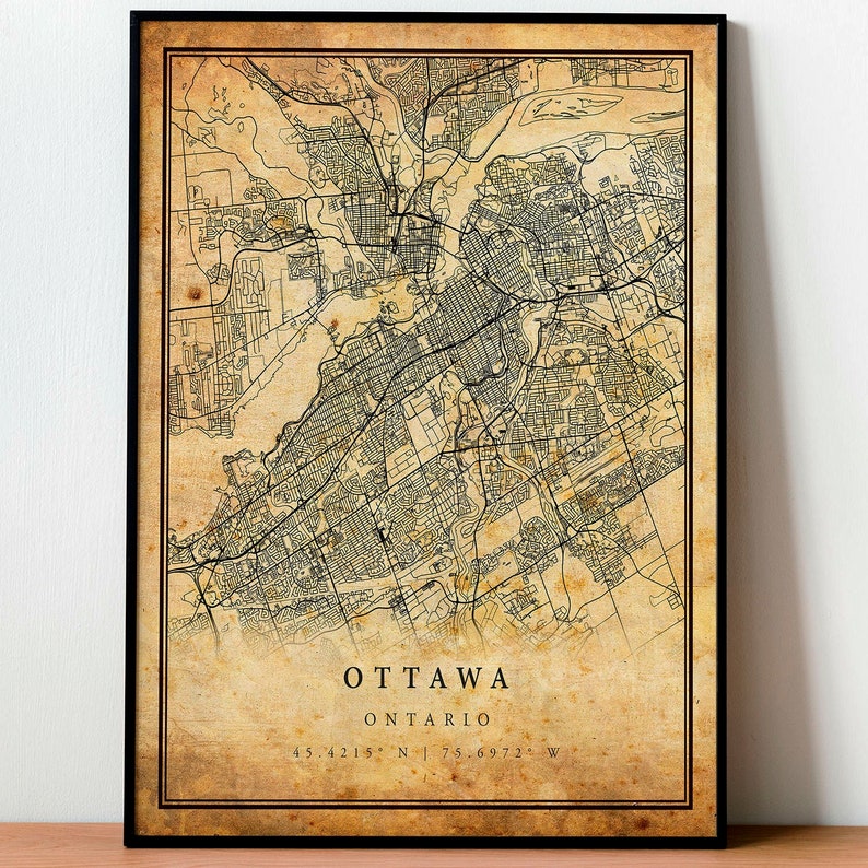 Ottawa Vintage Map Poster Wall Art City Artwork Print - Etsy Canada