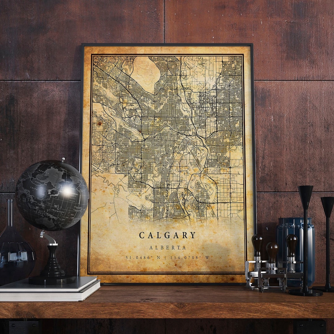 Calgary Vintage Map Poster Wall Art | City Artwork Print | Antique ...