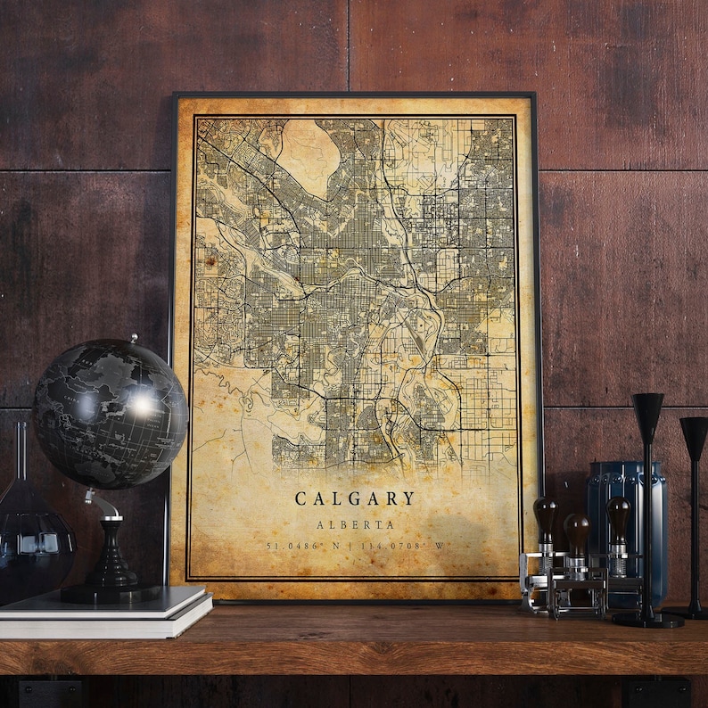 Calgary Vintage Map Poster Wall Art City Artwork Print - Etsy