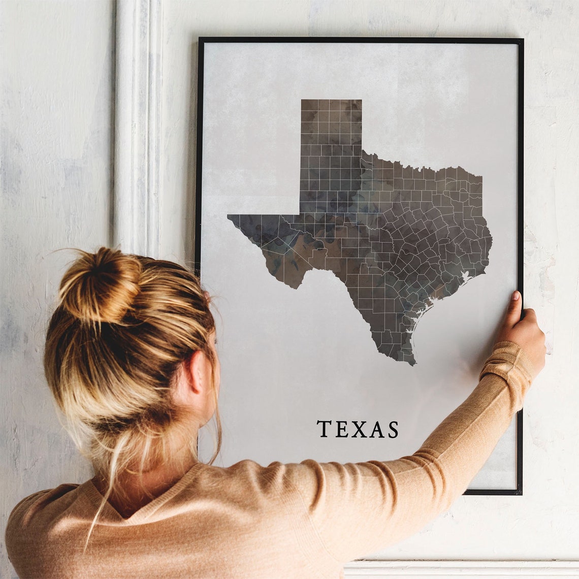 Texas Vintage Style Map Print Texas Map Poster Gift Texas - Etsy