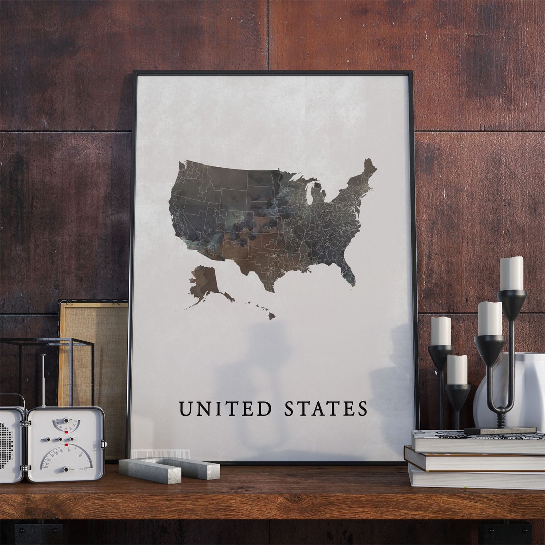 United States Vintage Style Map Print, United States Map Poster, Gift ...