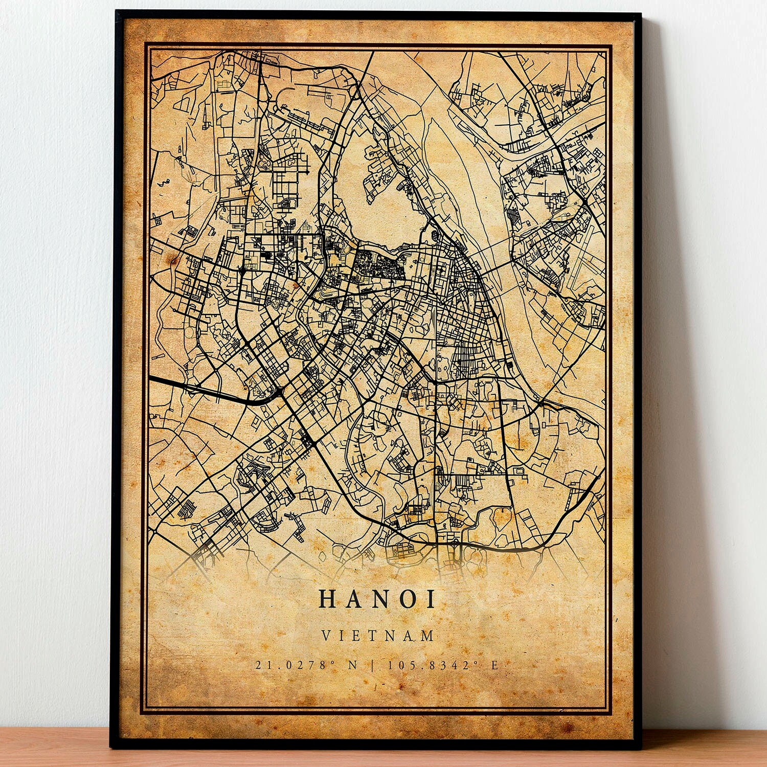 Hanoi Vintage Map Poster Wall Art City Artwork Print - Etsy