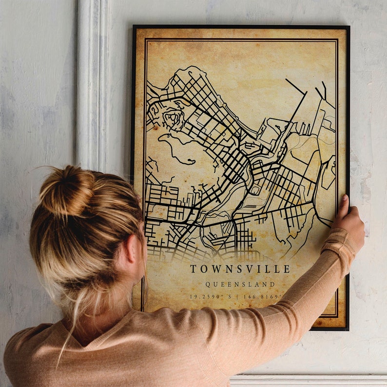 Townsville Vintage Map Art Print: Rustic Queensland Home Decor - Etsy