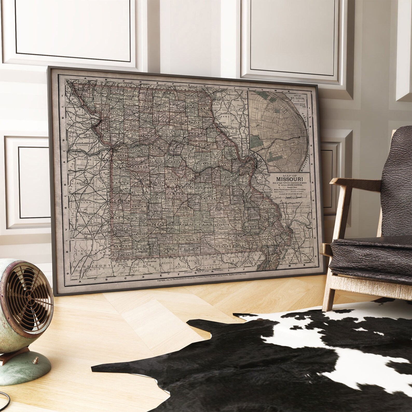 Giant Map of Missouri Rustic Style Travel Map Map Decor 1886 | Etsy