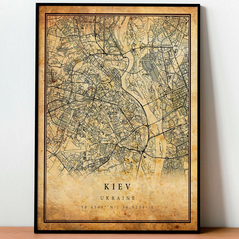 Kiev Vintage Map Poster Wall Art City Artwork Print - Etsy