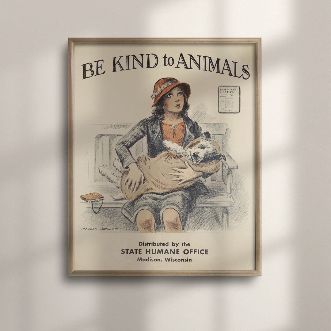 Be Kind to Animals Vintage Poster - Veterinary Decor - Etsy