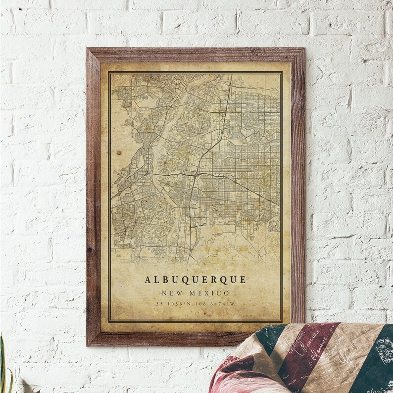 Albuquerque Vintage Map Poster Wall Art City Artwork Print - Etsy
