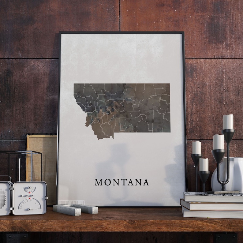 Vintage Style Montana Map Print: State Wall Art Decor - Etsy
