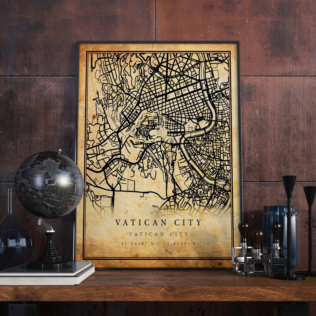 Vatican City Map Poster: Vintage Style City Art Print - Etsy