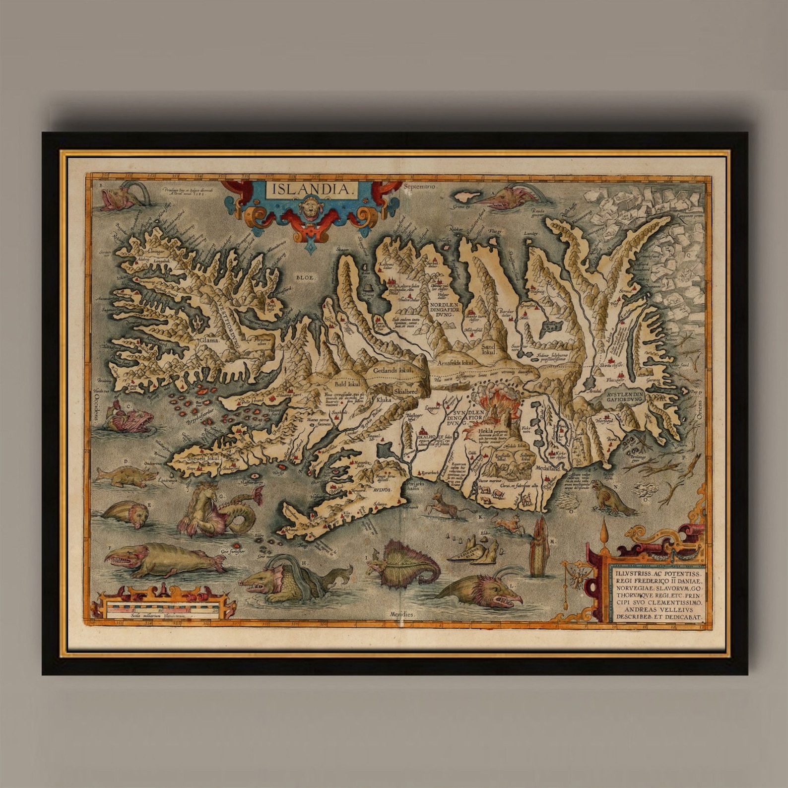 Old Map of Iceland Islandia 1542 Island Sea Monsters, AM37 - Etsy