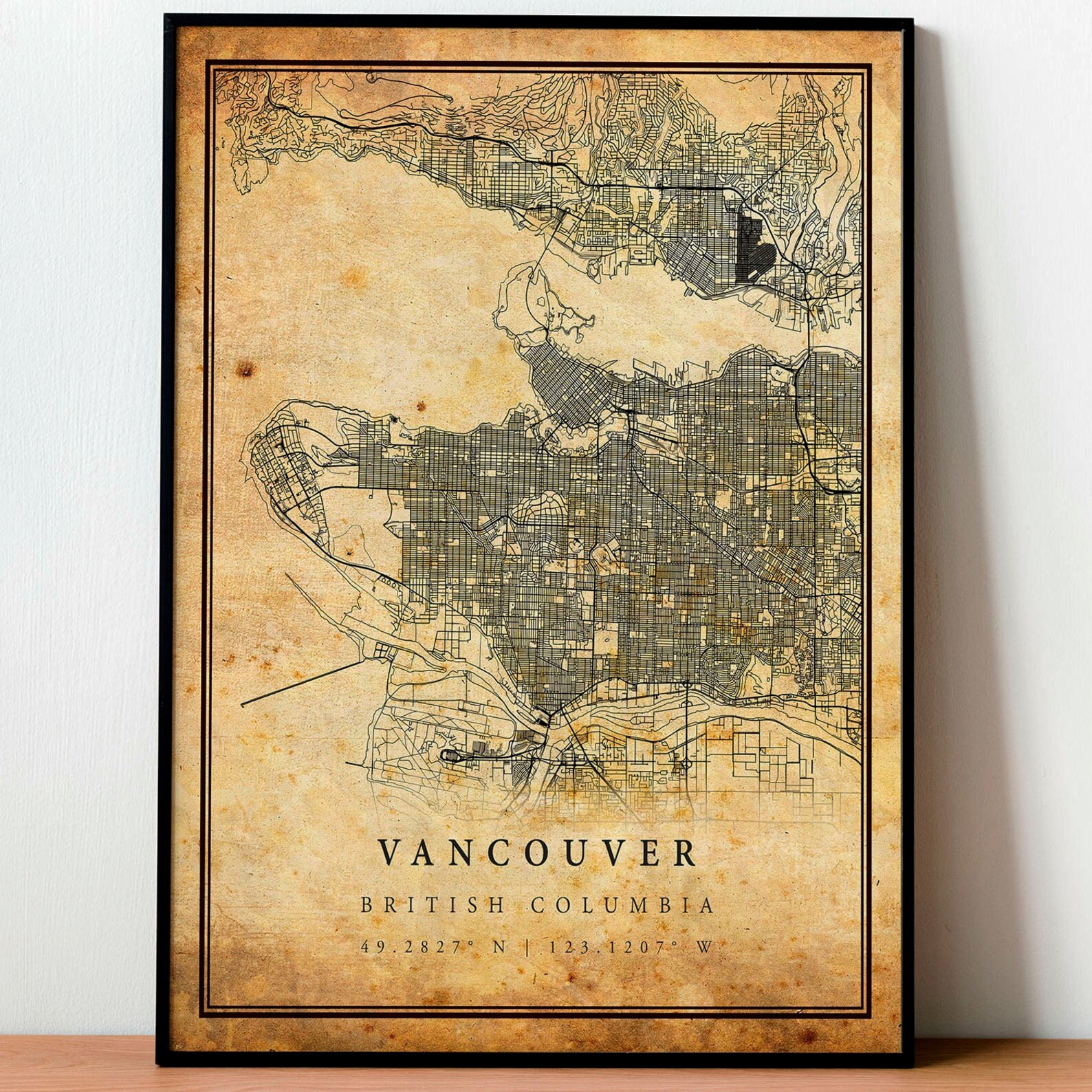 Vancouver Vintage Map Poster Wall Art City Artwork Print - Etsy