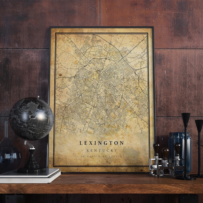 Lexington Vintage Map Poster Wall Art City Artwork Print - Etsy