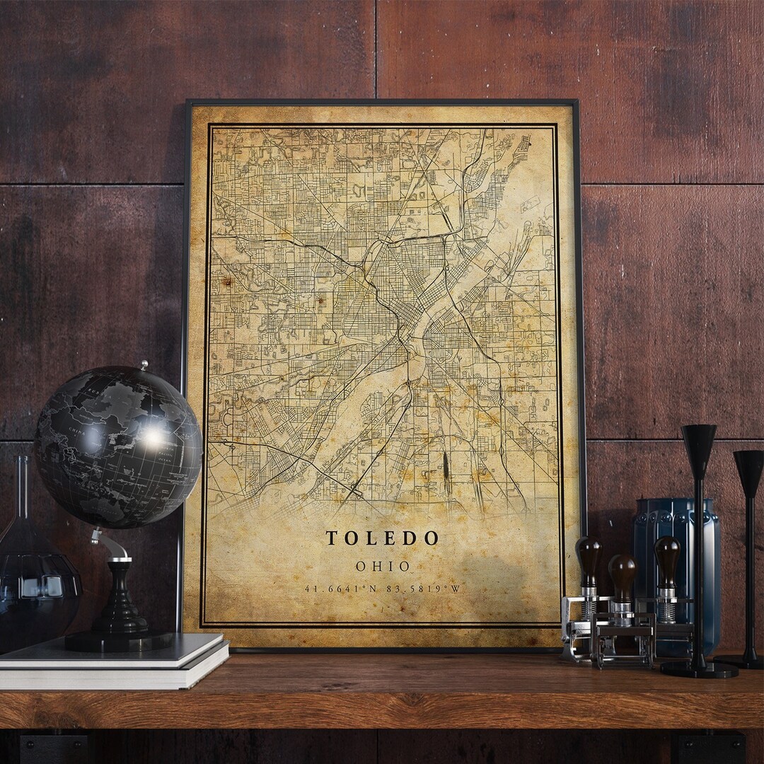 Toledo Vintage Map Poster Wall Art | City Artwork Print | Antique ...