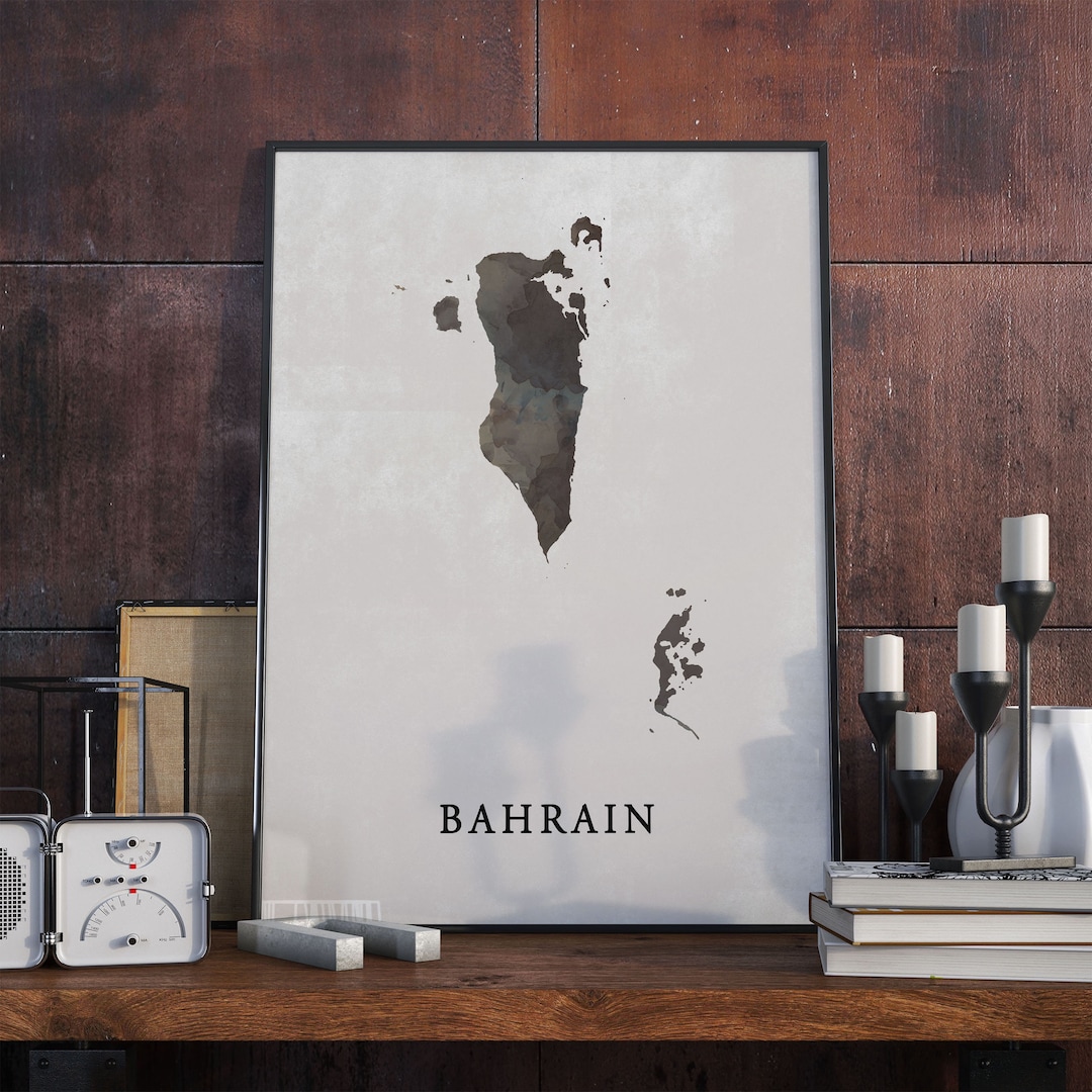 Bahrain Vintage Style Map Print, Bahrain Map Poster, Middle East Gift ...
