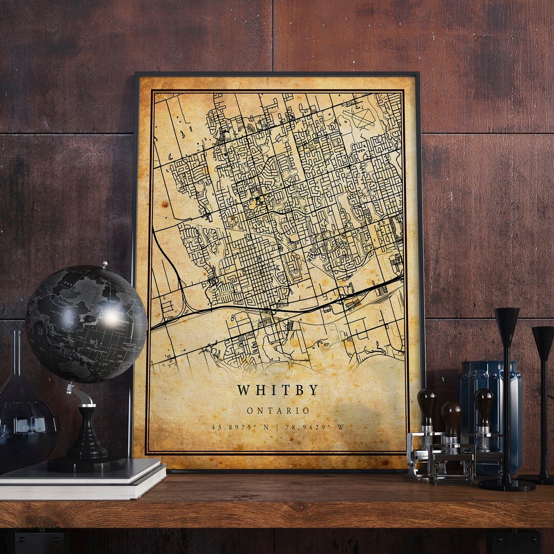 Whitby Vintage Map Poster Wall Art | City Artwork Print | Antique ...