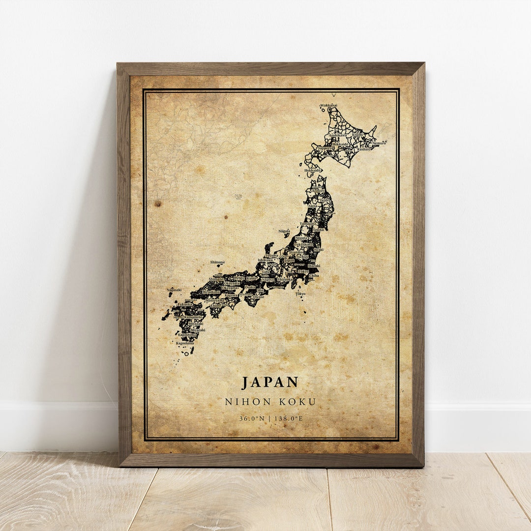 Japan Vintage Map Poster Print, Country Street Road Map Wall Art ...