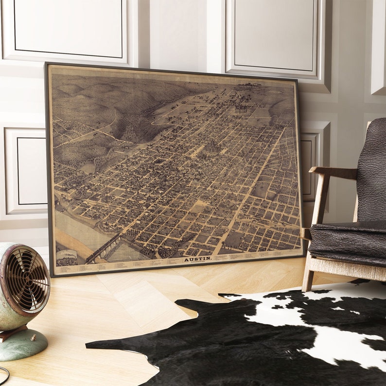 Map of Austin Texas ... 1887. Vintage Restoration Hardware | Etsy