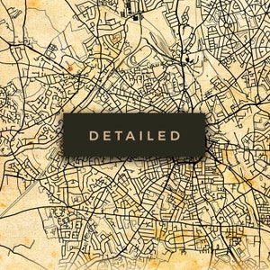 Wolverhampton Vintage Map Poster Wall Art | City Artwork Print ...