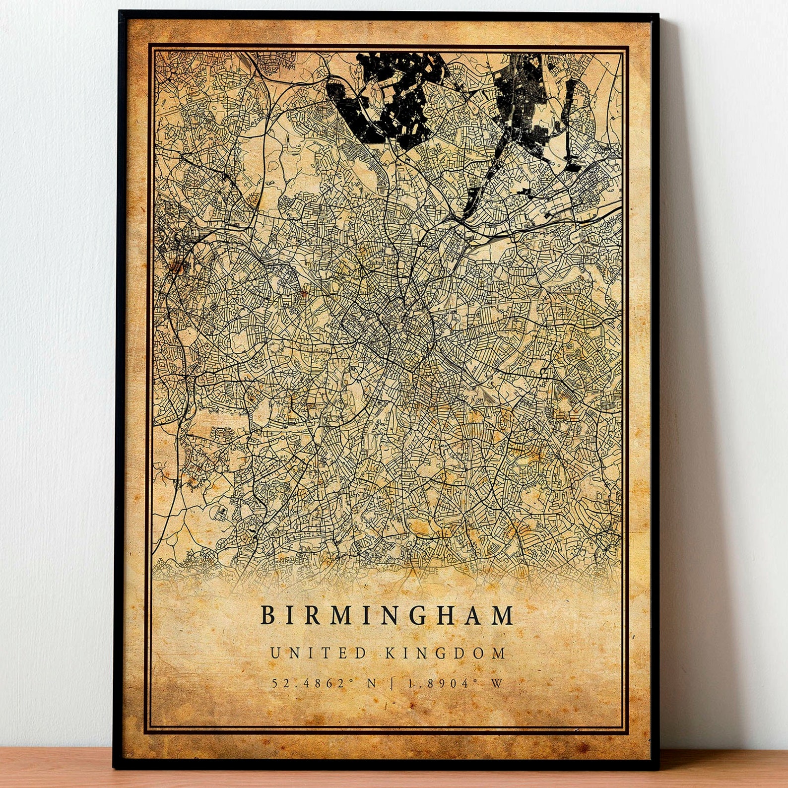 Birmingham Vintage Map Poster Wall Art City Artwork Print - Etsy