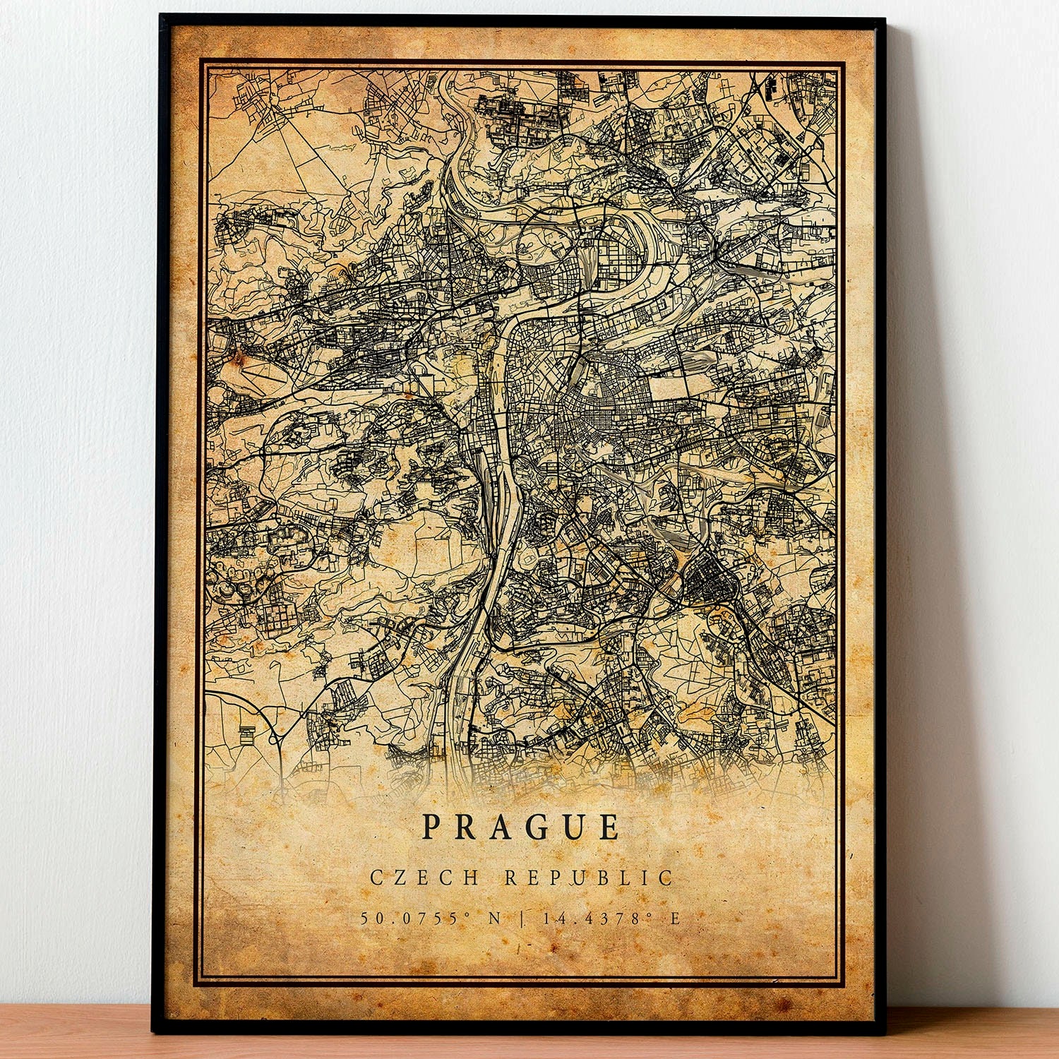 Prague Vintage Map Poster Wall Art City Artwork Print | Etsy