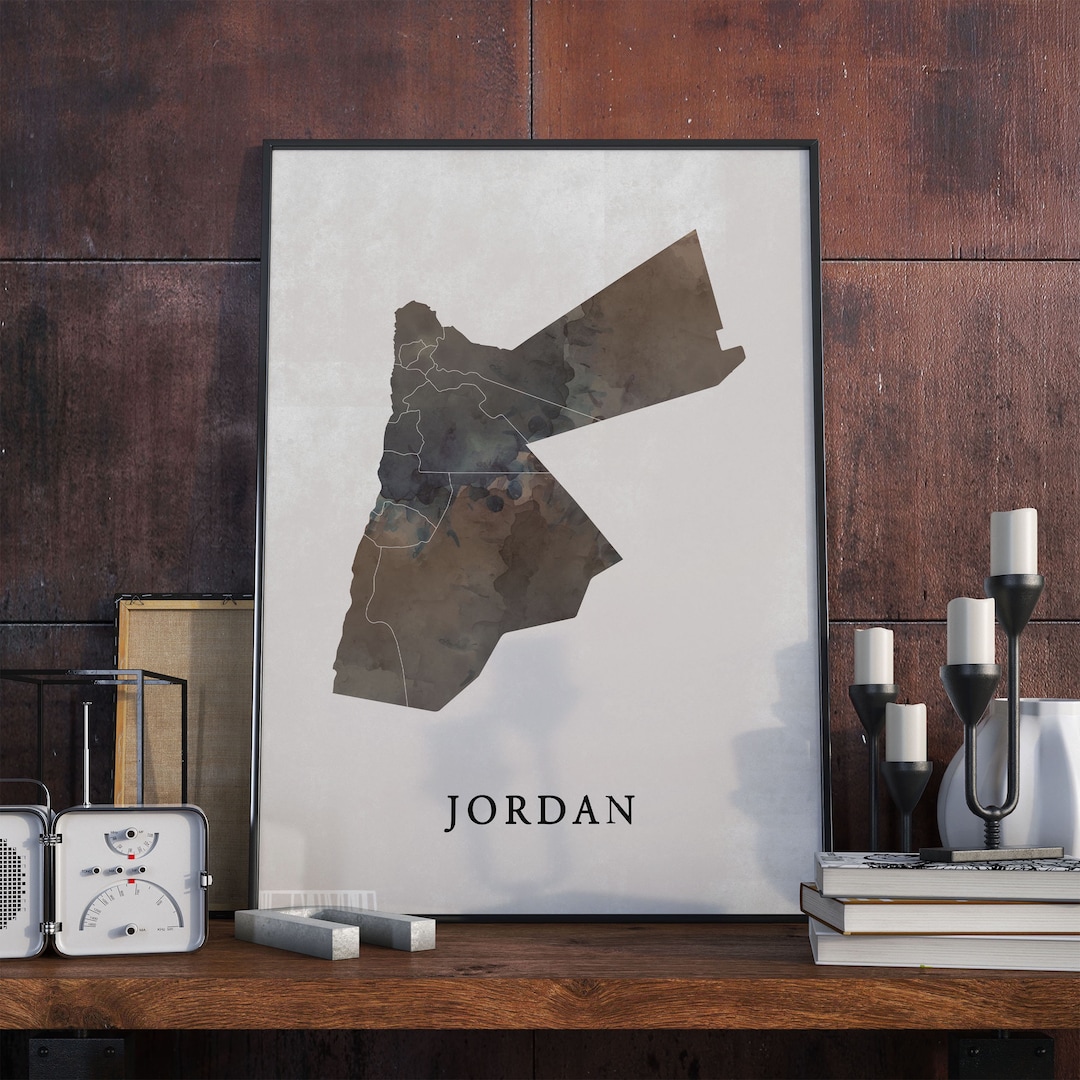 Jordan Vintage Style Map Print, Jordan Map Poster, Gift, Jordan Wall ...