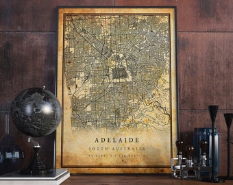 Adelaide Map Art / Adelaide Australia Wall Art / Print / - Etsy