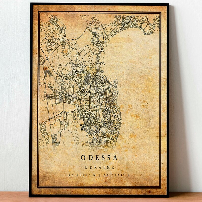 Odessa Ukraine Vintage Map Print | Rustic City Wall Art | M546 - Etsy
