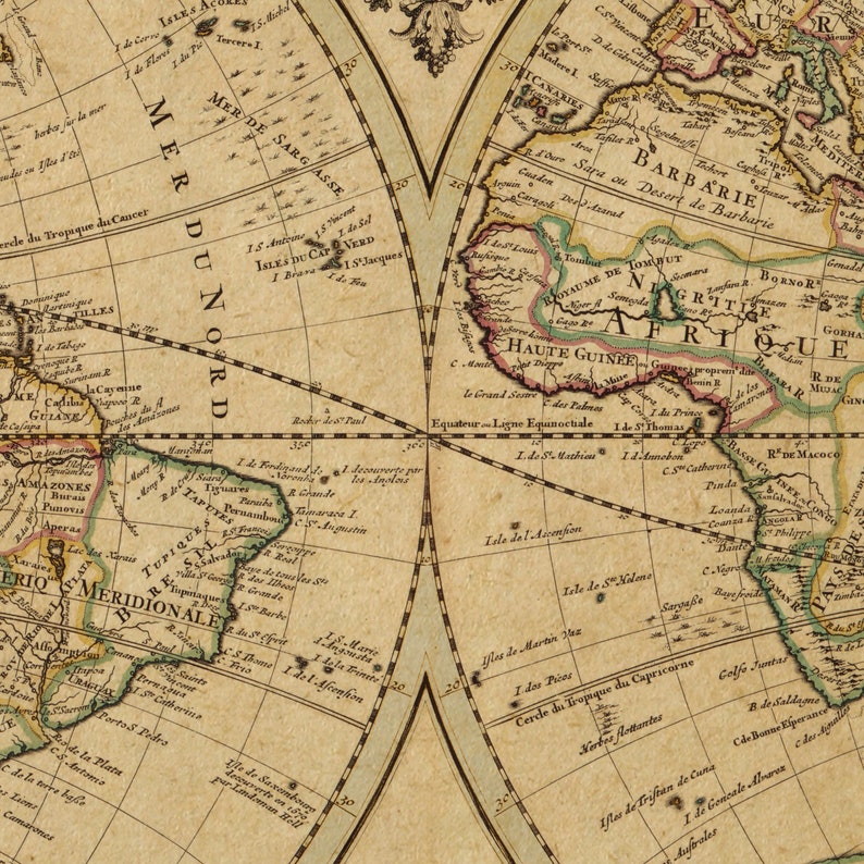 1720 Old World MapWorld Map wall art Historic Map Antique | Etsy