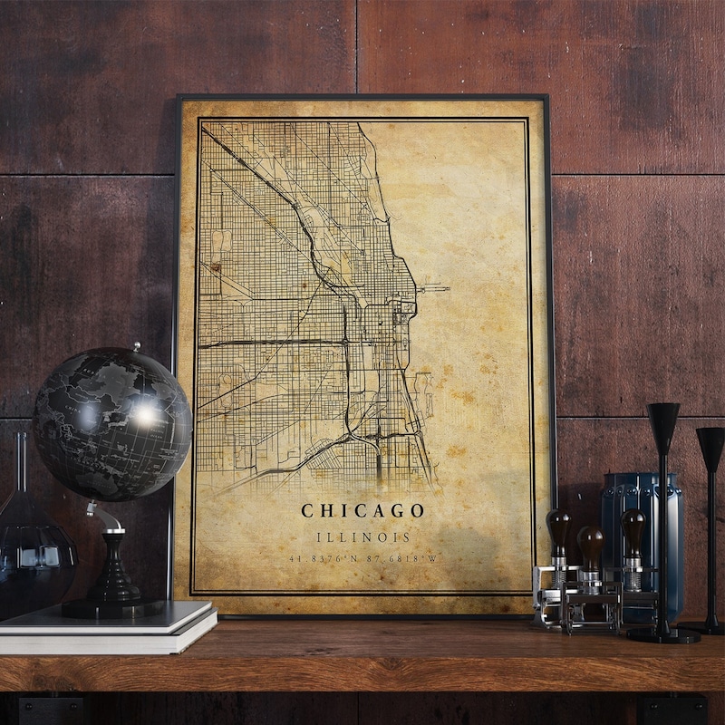 Chicago Vintage Map - Etsy