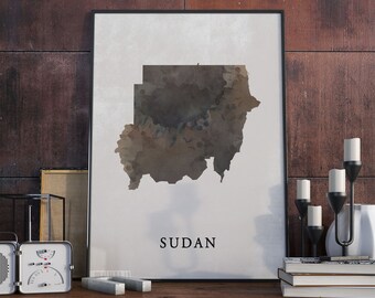 South Sudan Map Art Poster Black and White Wall Art Print of - Etsy