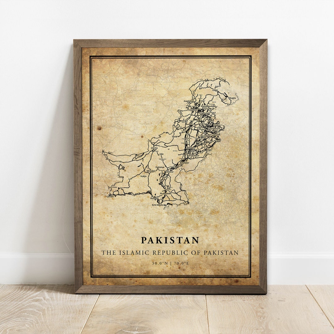 Vintage Pakistan Map Print: Country Road Wall Art - Etsy