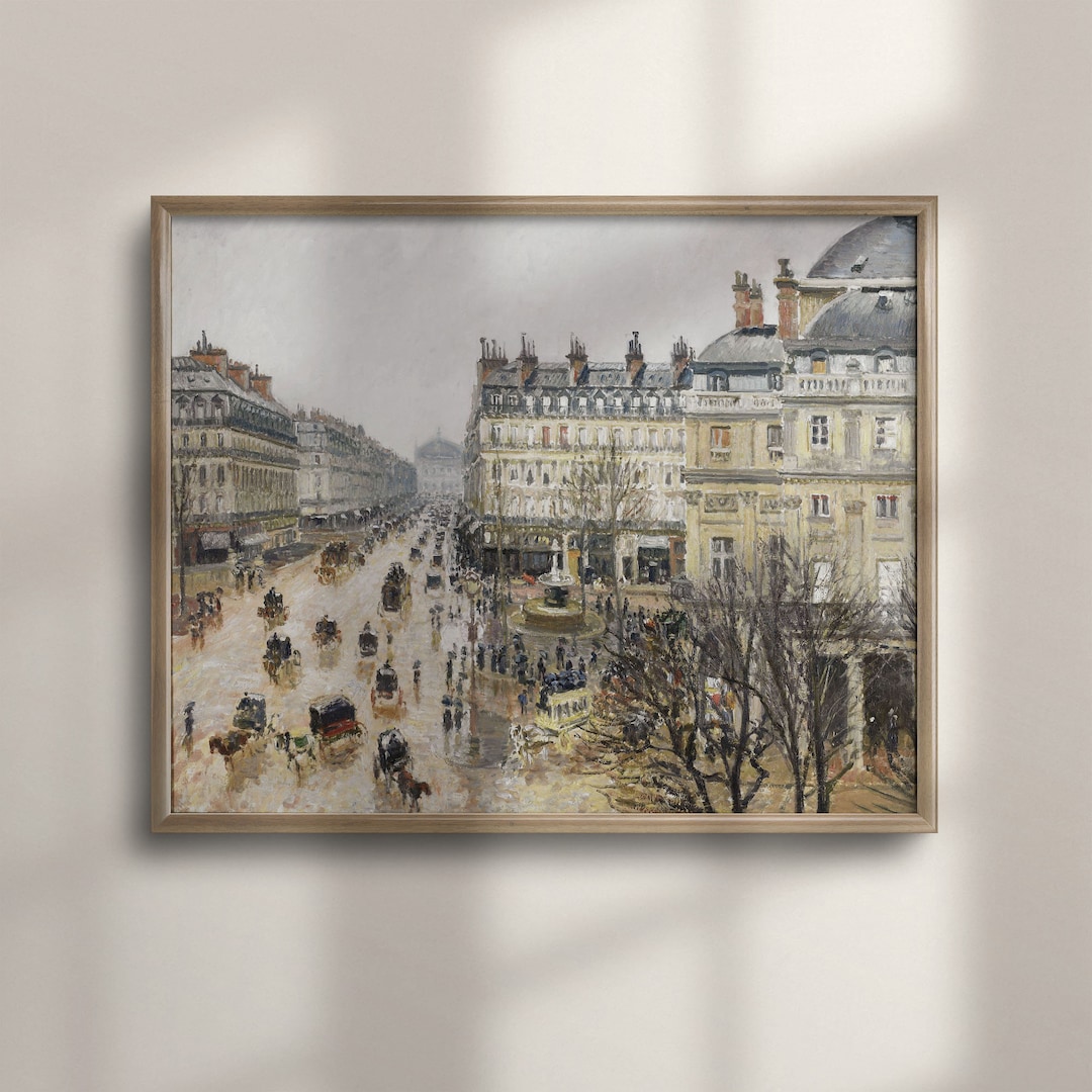 Vintage French Cityscape Oil Painting, Neutral Abstract Wall Decor ...