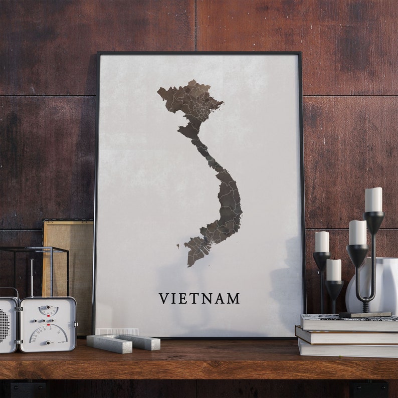 Vietnam Vintage Style Map Print Vietnam Map Poster Gift - Etsy