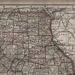 Giant Map of Missouri Rustic Style Travel Map Map Decor 1886 Missouri ...