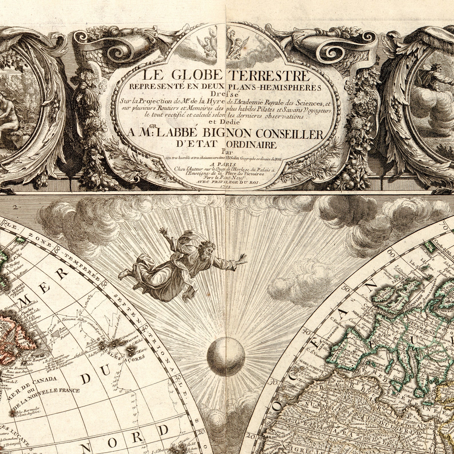 Old World Map Baptiste 1708 World Map Print Antique Style World Map ...