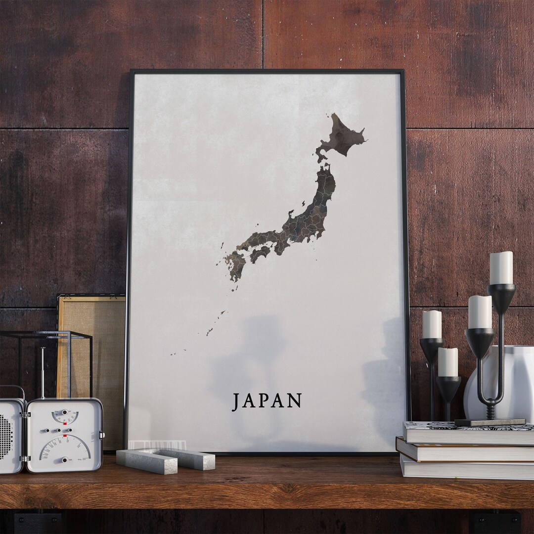 Japan Vintage Style Map Print, Japan Map Poster, Gift, Japan Wall Art ...