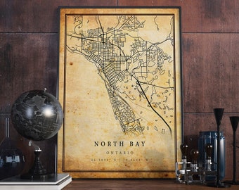 North Bay Map Print - Ontario Art Poster - Etsy