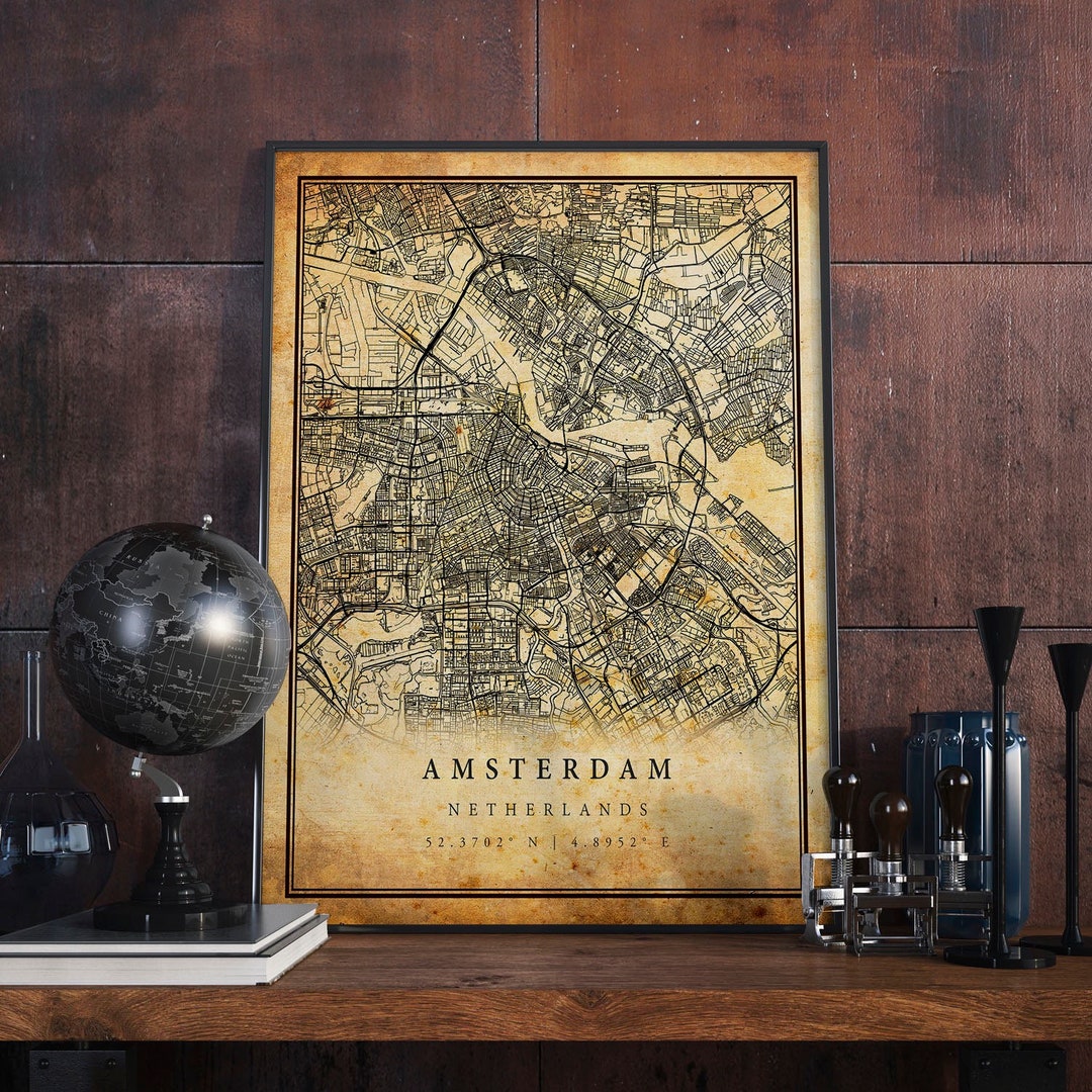 Amsterdam Map Poster: Vintage City Art Print - Etsy